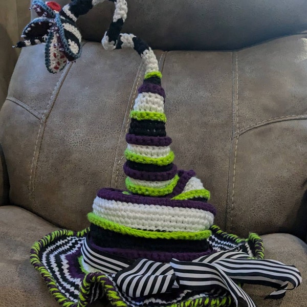 Crochet Black/violet Ombre Twisted Witch Hat - Witch Costume Hat ...