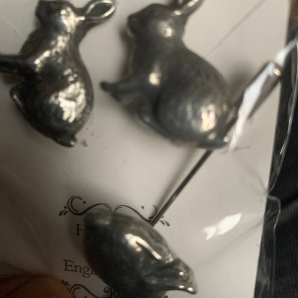 Rabbit Made From Fine English Pewter Cuff Link or Tie Slide or the Set ...