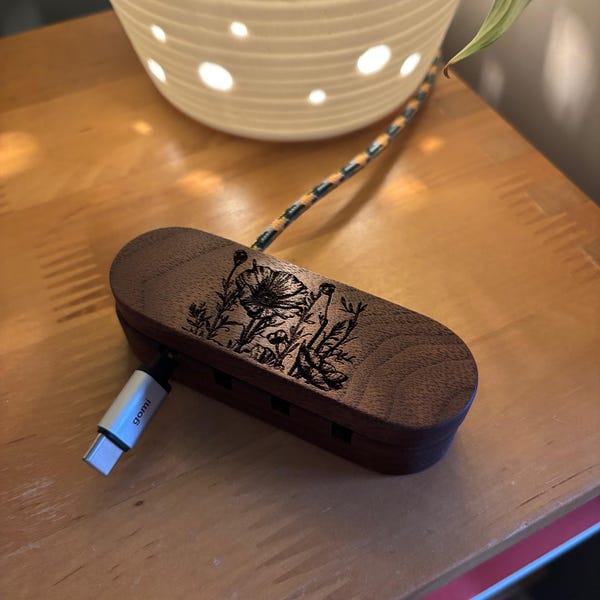 Wooden Cable Holder Mahogany Walnut Cherry | Desk Wire Organizer ...