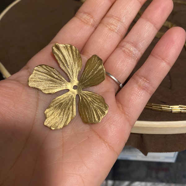 Large Brass Rivet Flowers, Ribbed Brass Flower, Brass Stampings ...
