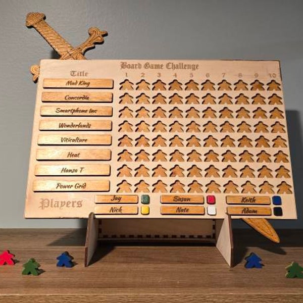 Wooden Board Game Challenge, Game Trucker,score Board+ Meeple DIGITAL ...