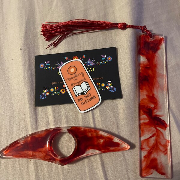 Blood Splatter Bookmark - Red / Clear High Shine Epoxy Resin - Silk ...