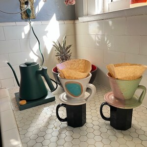 Speckled Pink and Green Colorblock Ceramic Coffee Mug - Etsy