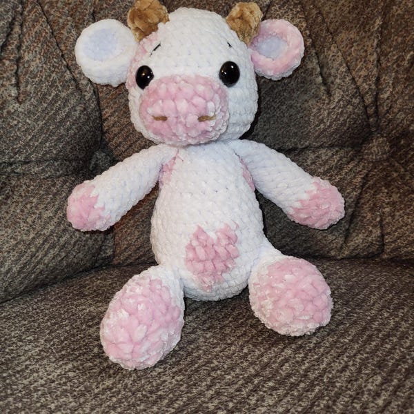 Moo the Strawberry Cow Crochet Pattern, Cow Plush Pattern, Bull ...