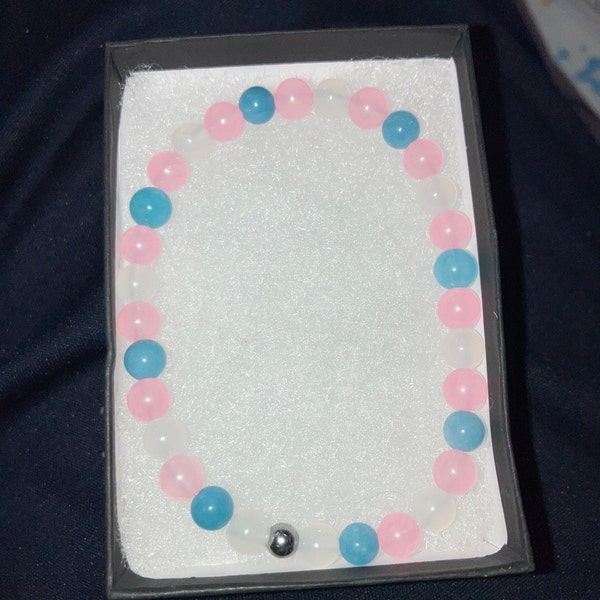Transgender Pride Flag Beaded Gemstone Bracelet - Etsy