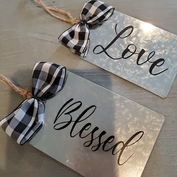 Farmhouse Galvanized Metal Ornaments - Etsy