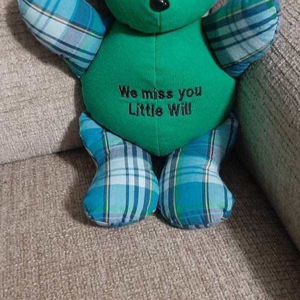 Memory Bear, 13" Embroidered Bear, Keepsake Bear, Personalized Bear ...