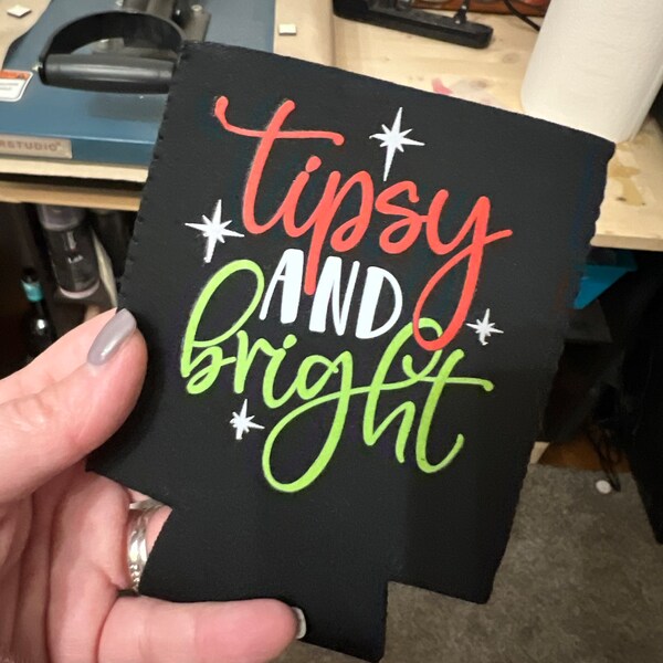 Funny Christmas Wine Glass Svg, Tipsy and Bright, Holiday Alcohol ...