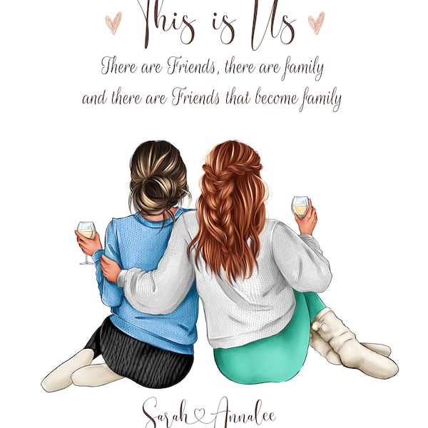 Custom Friend Prints, Friends Portrait Illustration, Personalised Wall ...