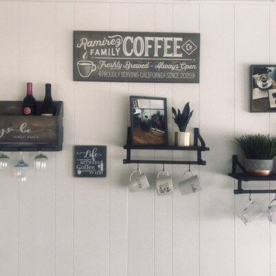 Personalized Coffee Shop Farmhouse Retro Style Wood Sign. 3 Sizes 9 ...