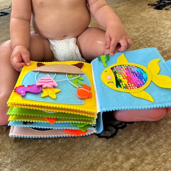 Personalized Montessori Baby Toy and Sensory Felt Book, Educational ...