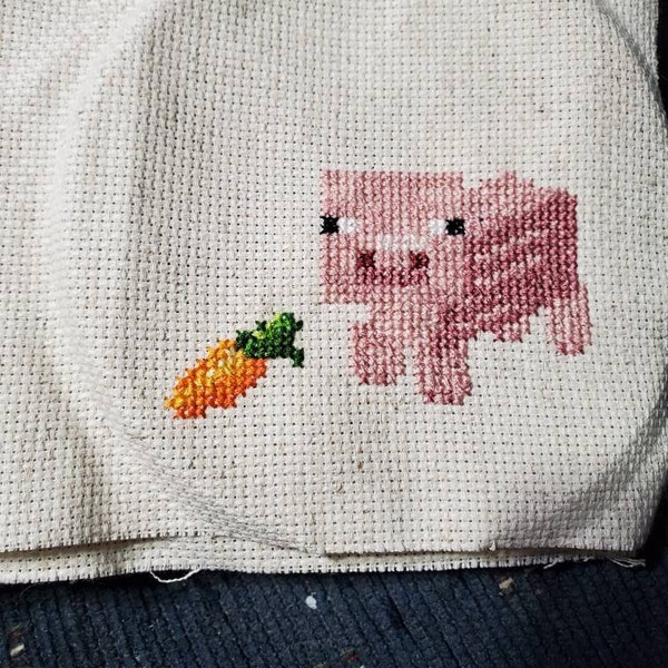 Minecraft Pig Cross Stitch Pattern - PDF Download - Etsy