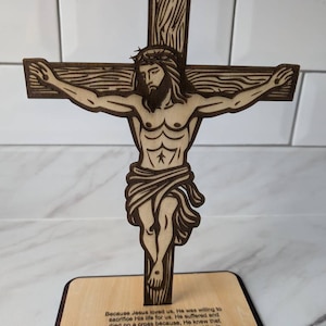 Laser Cut Jesus and Cross, Wall Art. Decoration Wall. Crucifix Laser ...