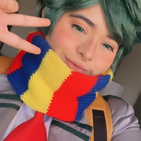 Deku All-might Style Scarf Acrylic Handmade Knit Mha Fans Version 1 - Etsy