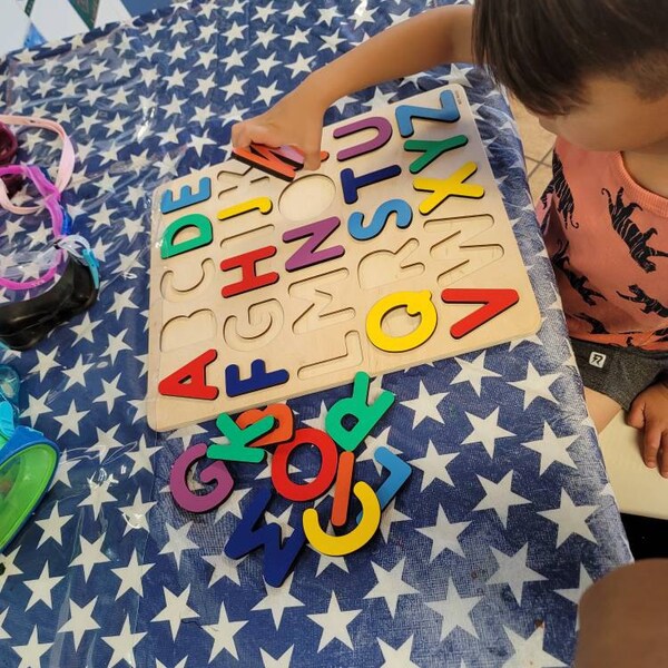 Wooden Rainbow Alphabet Puzzle for Boy and Girl - Etsy