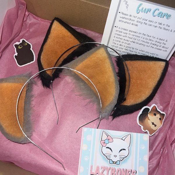 Black and Beige Tan Faux Fur Shadow Hedgehog Ears Headband - Etsy