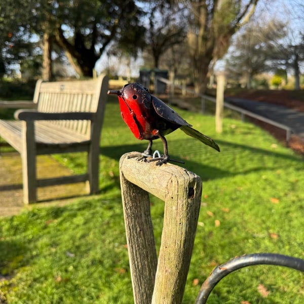 Hand Crafted Recycled Metal Robin. Metal Garden Outdoor Sculpture ...