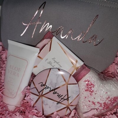 Personalised Happy Birthday Gift Box Filled, Rose Gold Best Friend Gift ...