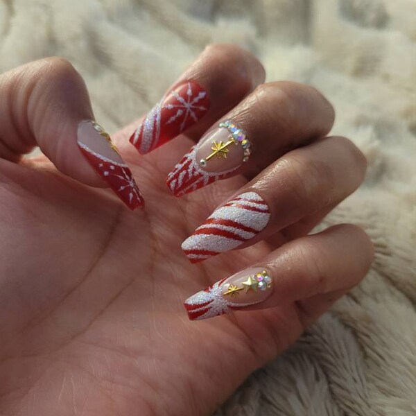 Moon Child Dark Black Star Moon Nails With Accent Hoop Nail Styled in ...