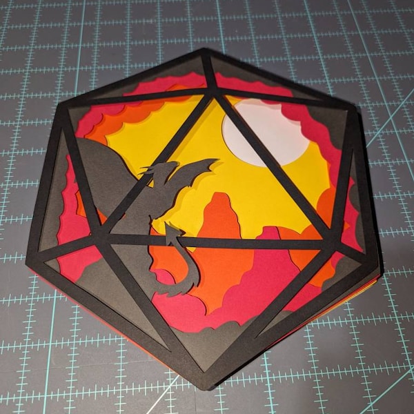 D20 Dice Dragon Layered SVG Laser Cut File for Glowforge , Multilayer ...