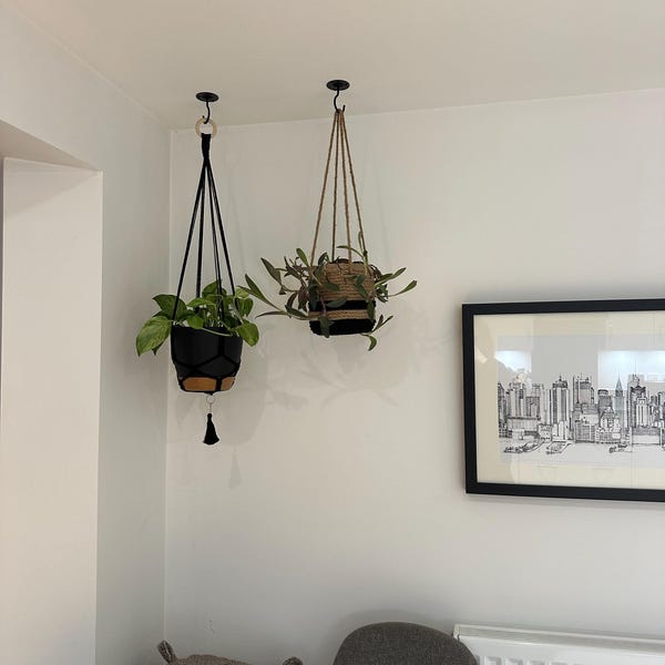 Macrame Ceiling Plant Hanger Indoor, Hanging Wall Planter, Macrame Wall ...