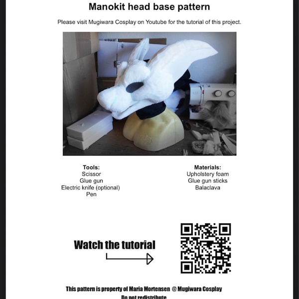 DIGITAL Manokit Foam Head Base Pattern/template for Fursuits - PDF ...