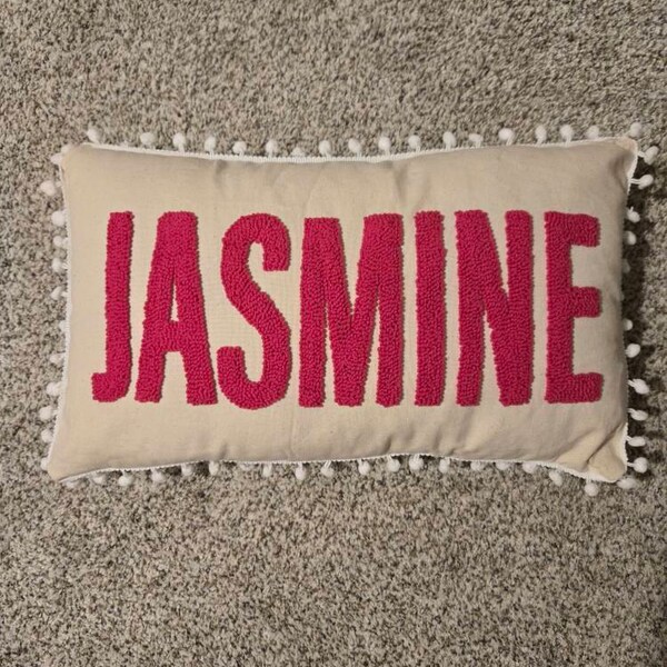 Personalized Name Punch Needle Pillow, Baby Shower Gift, Toddler ...