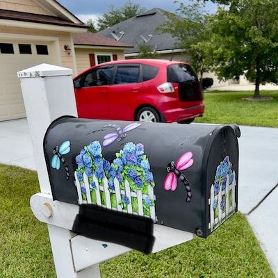 Mailbox Magnet Partial Cover Hydrangea Flowers and White Picket Fence ...