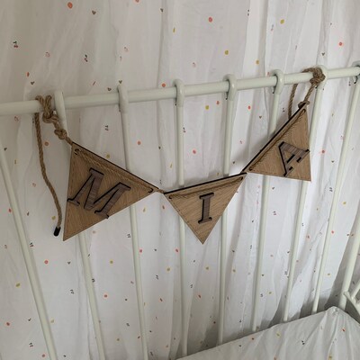 Personalised Bunting With Wooden Letters for Nursery Decor. Name ...
