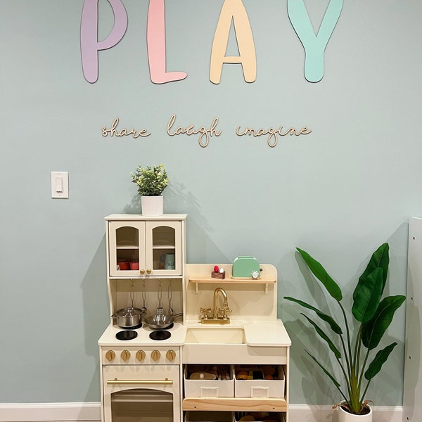 PLAY Sign – Playroom Wall Decor, Kids Room Wooden Sign, Nursery Wall ...