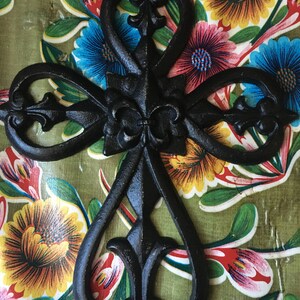 Cross, Wall Cross, Rustic Cross, Cast Iron Cross, Wall Decor, Fleur De ...