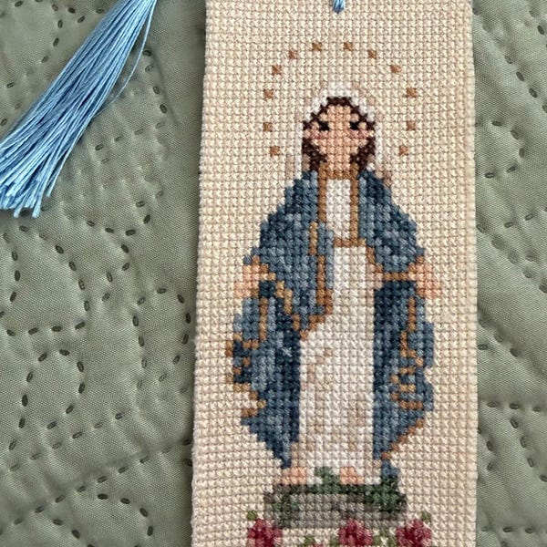 Catholic Cross Stitch Catholic Bookmark Cross Stitch Mother Mary Cross ...