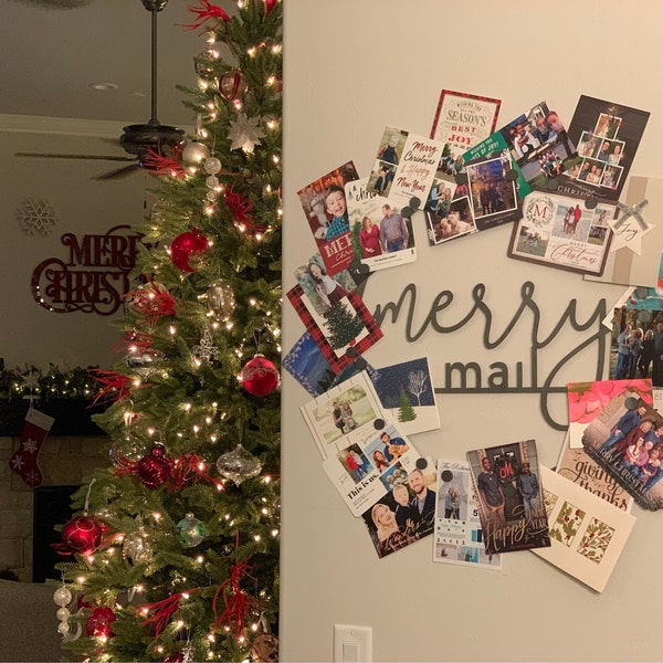 Merry Mail Christmas Card Display Script Font - Etsy