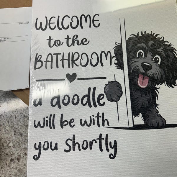 Welcome to the Bathroom, Funny Bathroom Sign, a Doodle Will Be With You ...