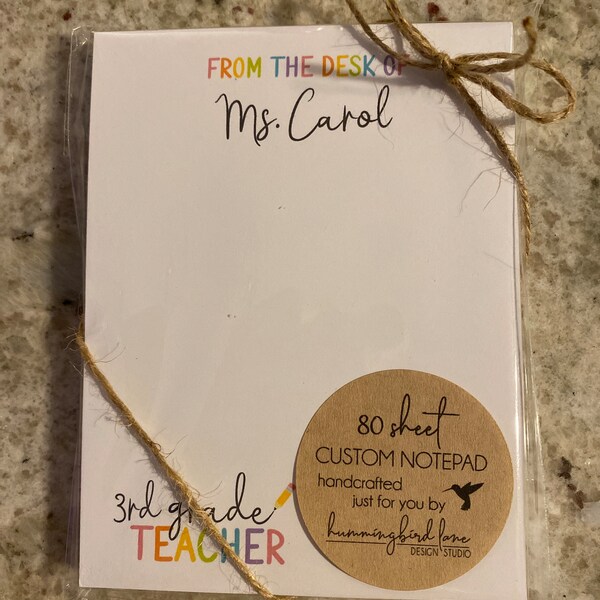 School Secretary Notepad, Personalized Secretary Notepad, Gift for ...