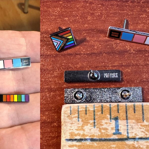Progress Rainbow Baton Pin — Minimalist Pride Flag Accessory Gay ...