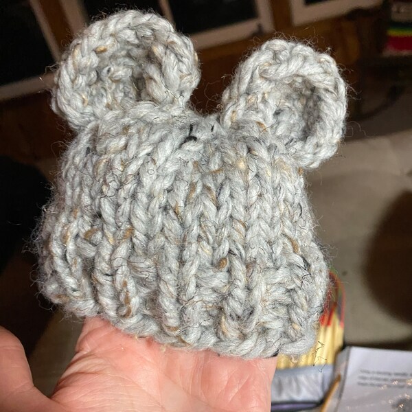 Hat Knitting Pattern Bear Ears Halloween Chunky Animal Winter Toque ...