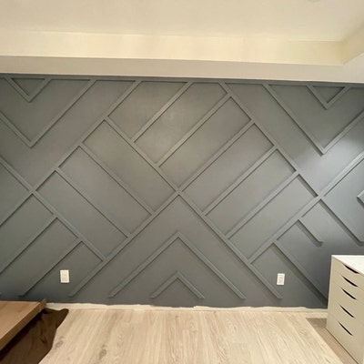 Custom Geometric 3-dimensional Accent Wall Includes Design & Pre-cut ...
