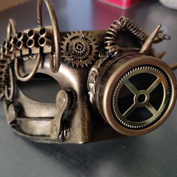 Bronze Half Steampunk Mask Cosplay Fancy Dress Halloween Goggles - Etsy