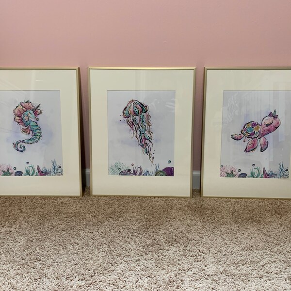 Under the Sea Nursery Girl Prints, Ocean Girls Room Wall Art, Sea Girl ...