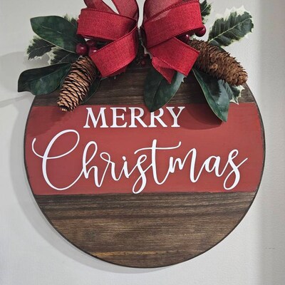 8 Inch Santa Face Metal Wreath Sign, Santa Christmas Sign, Christmas ...