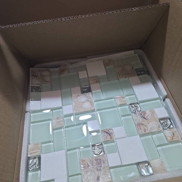 Glass Metal Tile Linear Mosaic Wall Accent Tiles Kitchen Backsplash ...