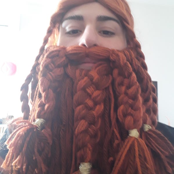 Viking, Dwarf, Wizard, Warrior Costume Yarn Beard for Larp, Dnd ...