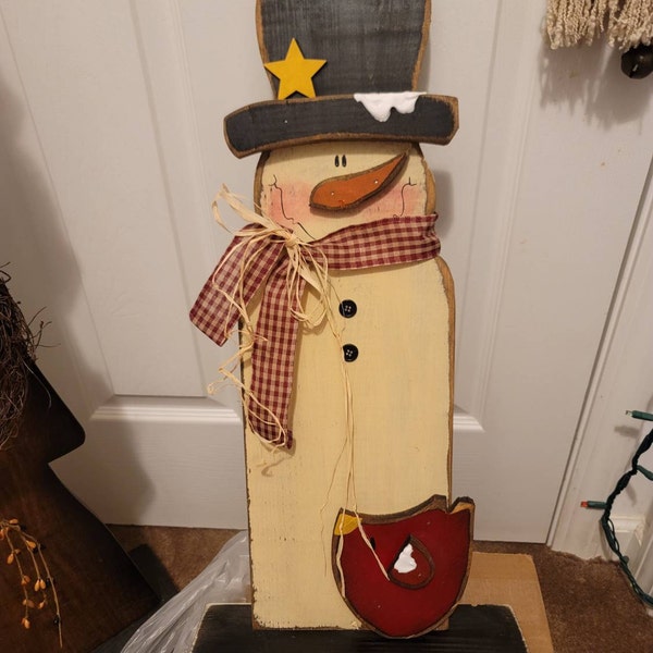 Primitive Country Wooden Snowman/standing Snowman/wooden Snowman/made ...