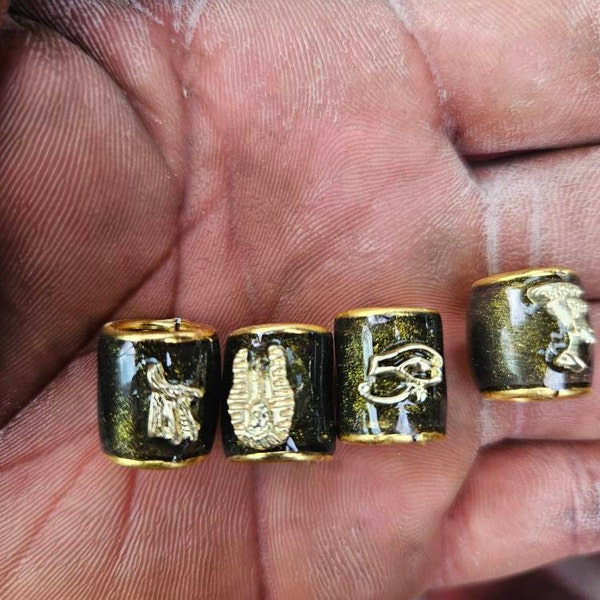 Egyptian Loc Bead Set: Black & Gold Dreadlock Jewelry - Etsy
