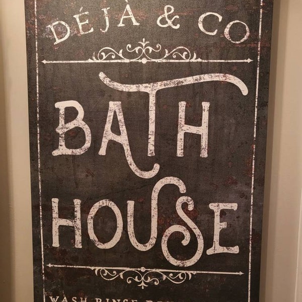 PERSONALIZED Custom Bath House Sign Bathroom Art Family Name and Co ...