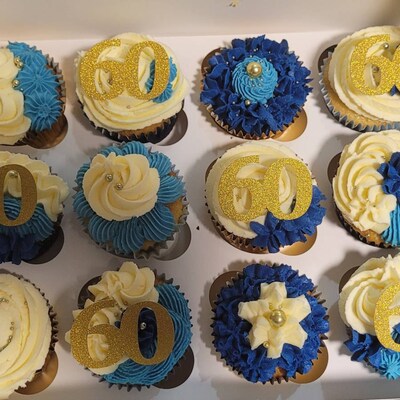60th Cupcake Topper 60 Happy Birthday Cupcake Cake Toppers Any Colour ...