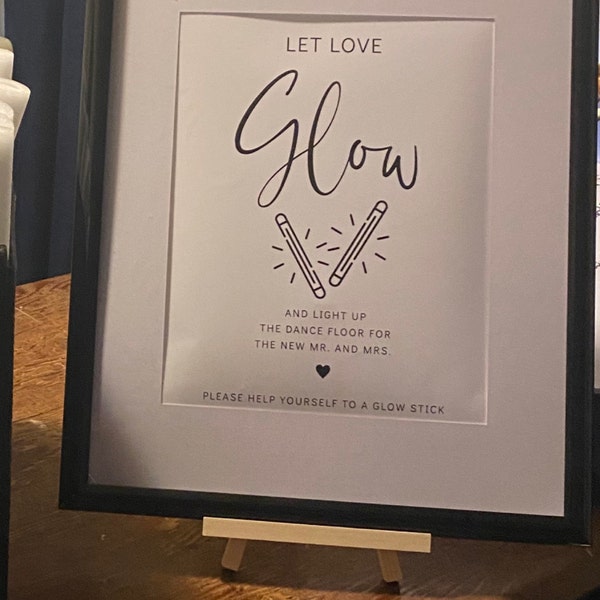 Let Love Glow Wedding Sign Template, Minimalist Glow Stick Wedding Sign ...