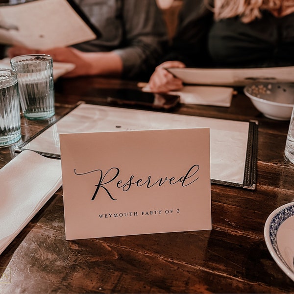 Customizable Printed Reserved Table Signs, Printed Wedding Table Card ...