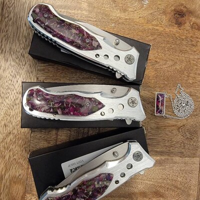 Funeral Flower Knife, Memorial Knife, Knife Made With Flower Petals ...